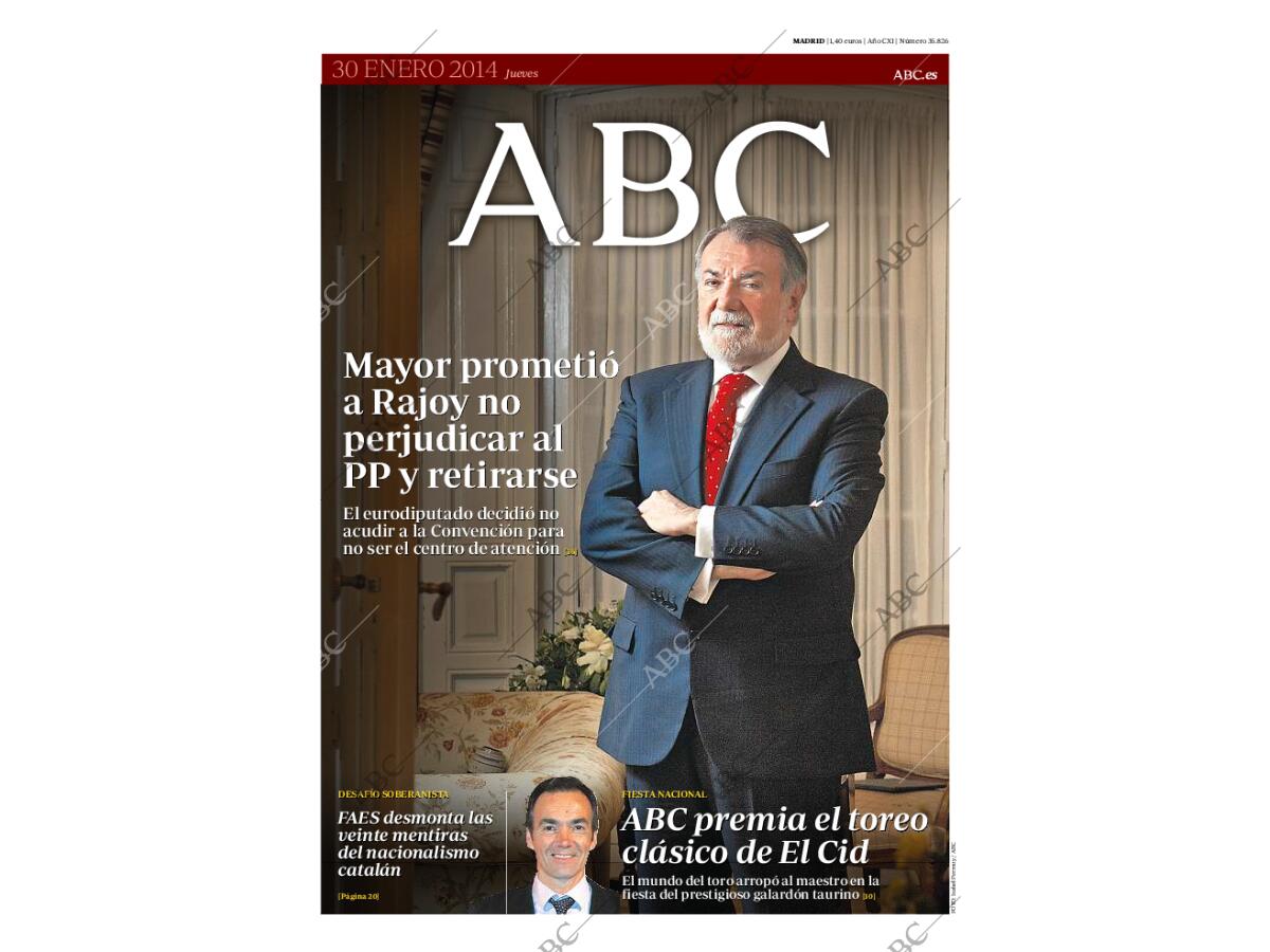 Periódico ABC MADRID 30-01-2014,portada - Archivo ABC