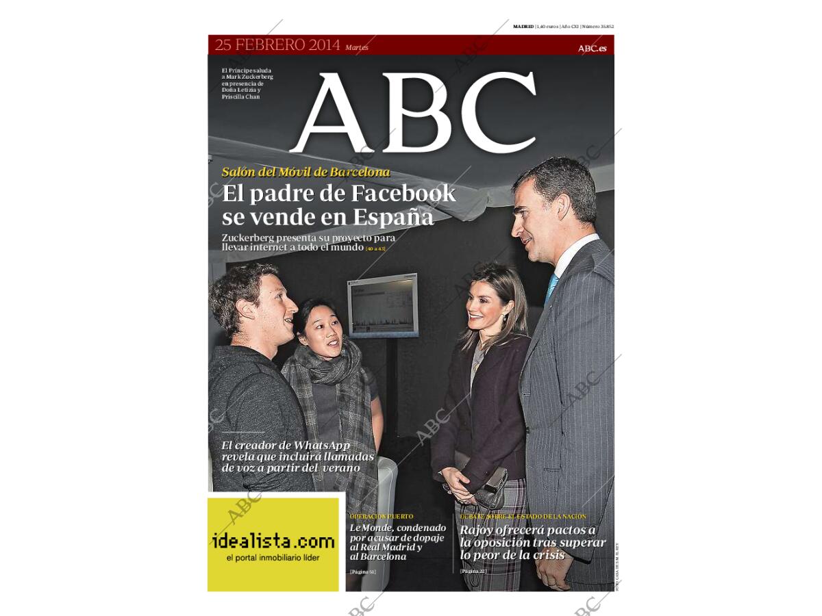 Periódico ABC MADRID 25-02-2014,portada - Archivo ABC