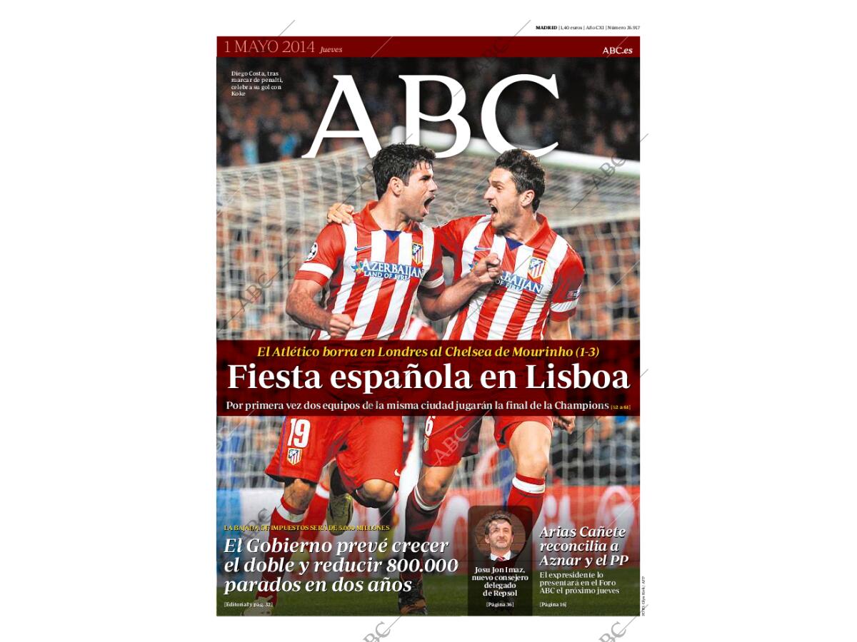 Periódico ABC MADRID 01-05-2014,portada - Archivo ABC