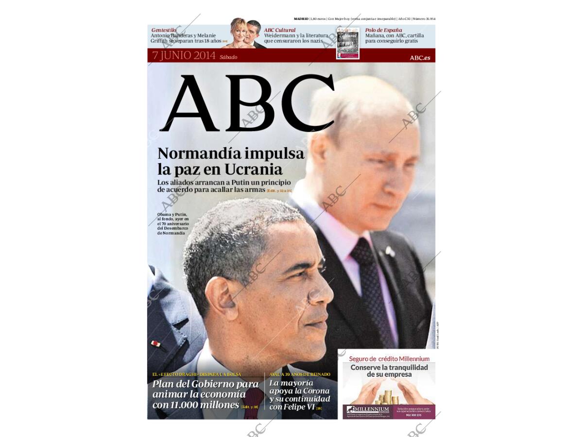 Periódico ABC MADRID 07-06-2014,portada - Archivo ABC