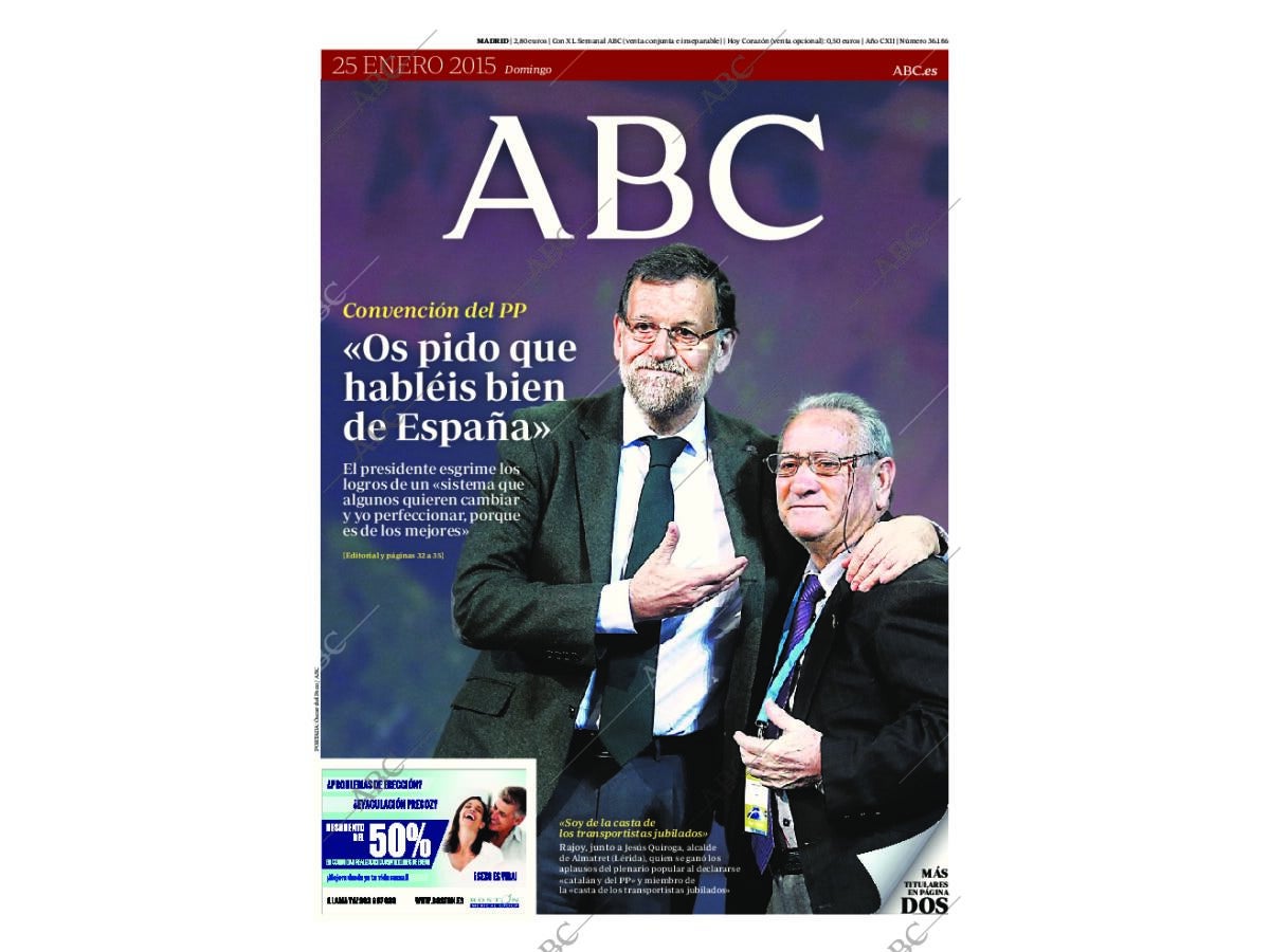 Periódico ABC MADRID 25-01-2015,portada - Archivo ABC
