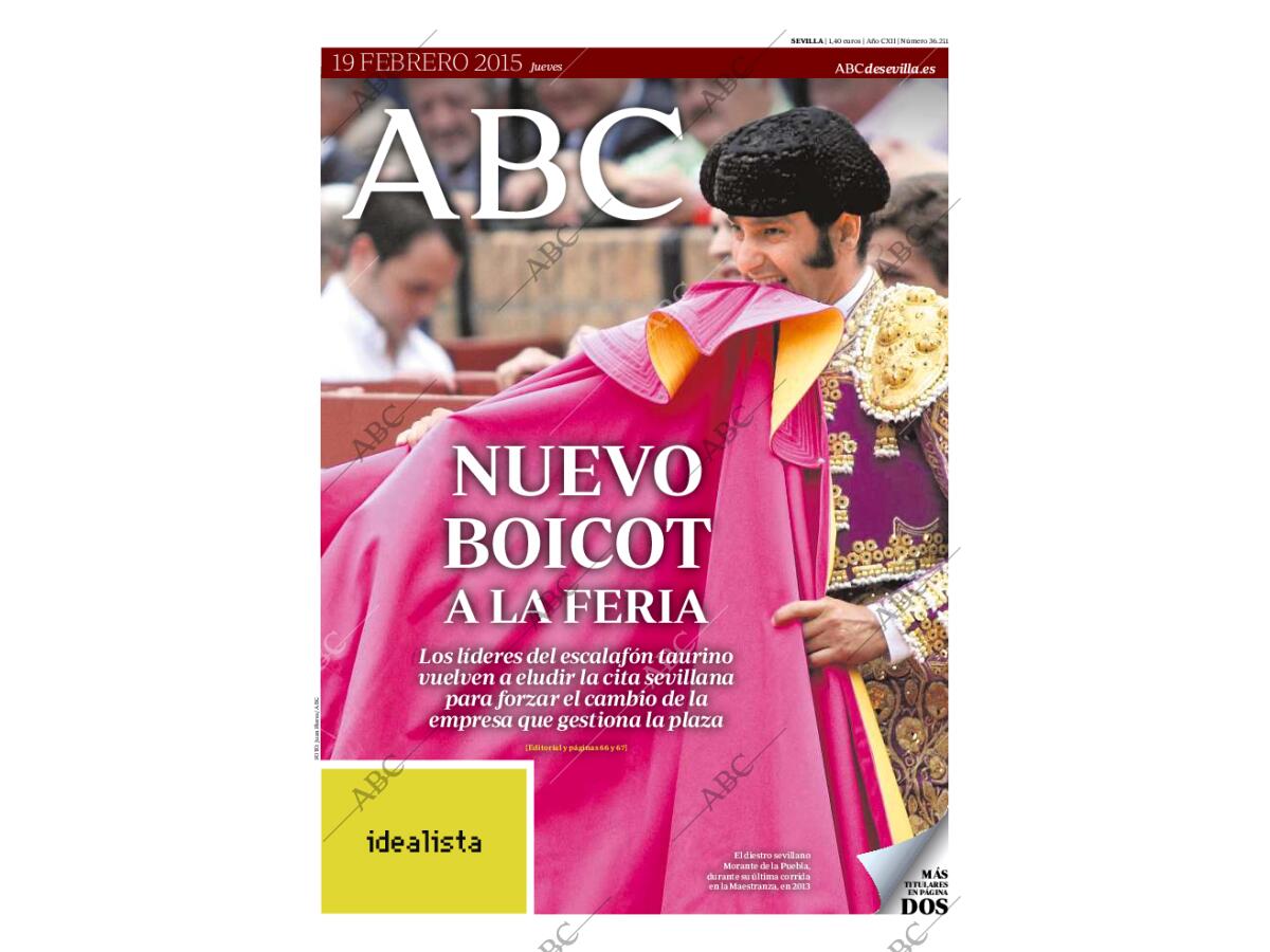 Periódico ABC SEVILLA 19-02-2015,portada - Archivo ABC