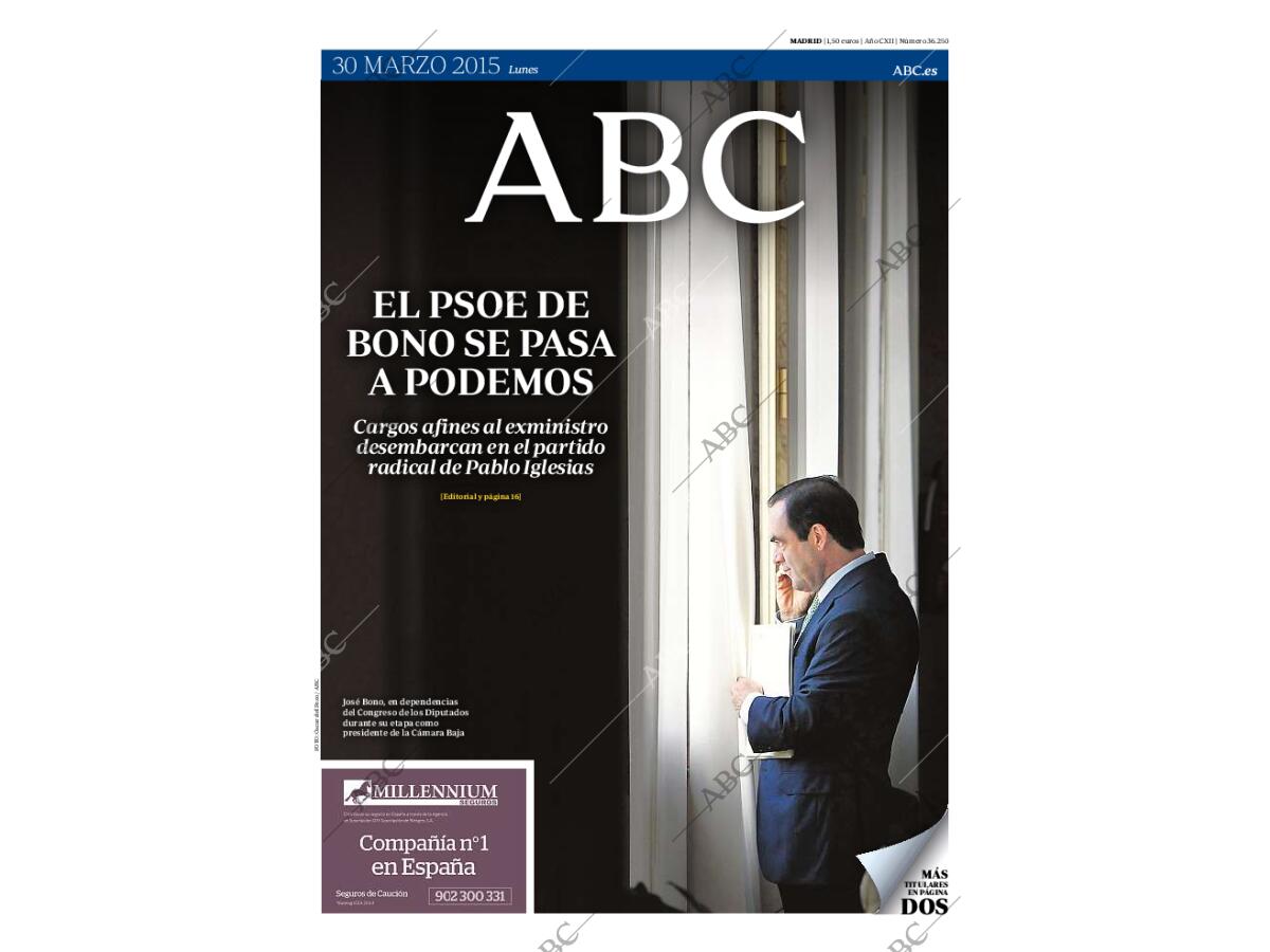 Periódico ABC MADRID 30-03-2015,portada - Archivo ABC