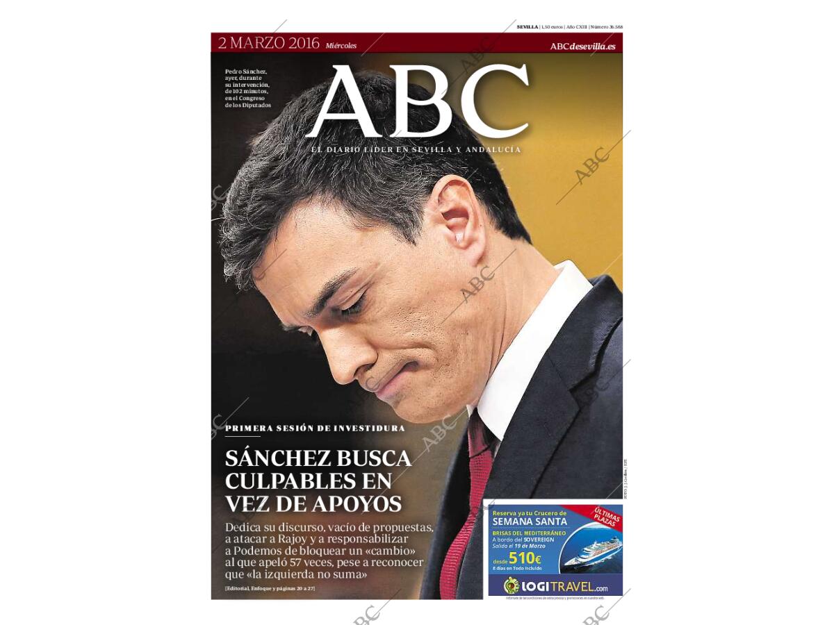 Periódico ABC SEVILLA 02-03-2016,portada - Archivo ABC