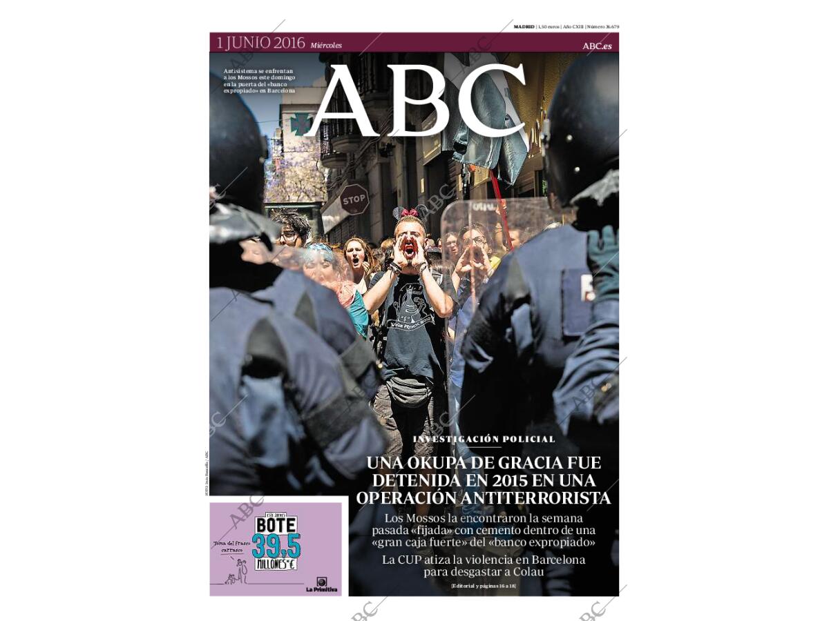 Periódico ABC MADRID 01-06-2016,portada - Archivo ABC