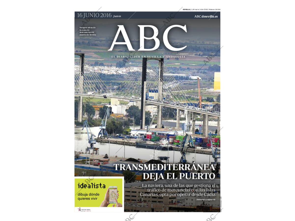 Periódico ABC SEVILLA 16-06-2016,portada - Archivo ABC