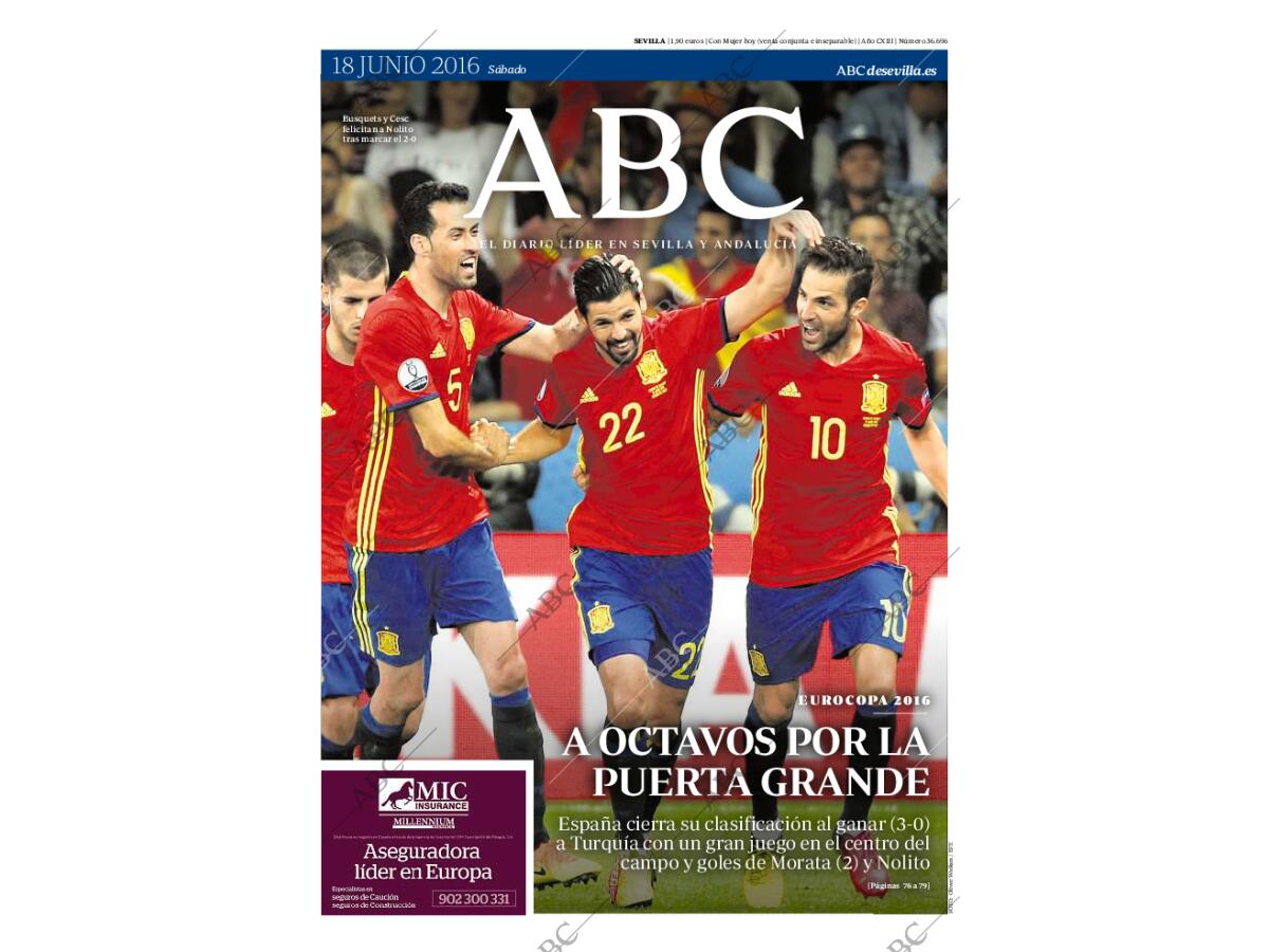 Periódico ABC SEVILLA 18-06-2016,portada - Archivo ABC