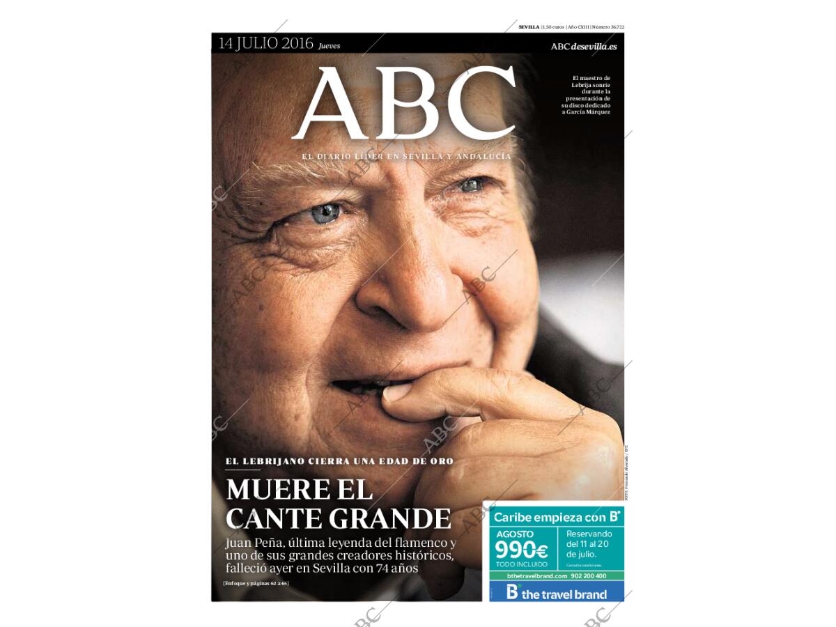 Periódico ABC SEVILLA 14-07-2016,portada - Archivo ABC
