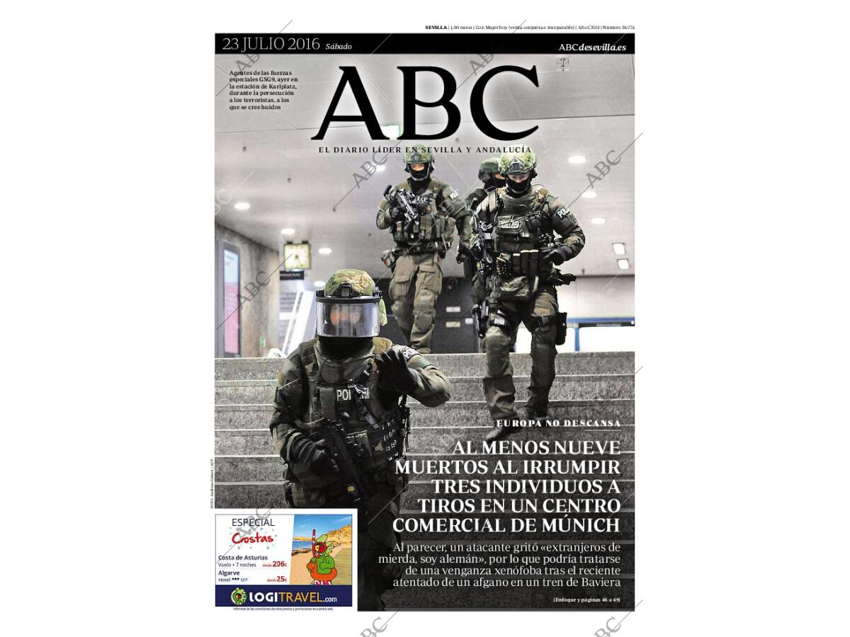 Periódico ABC SEVILLA 23-07-2016,portada - Archivo ABC