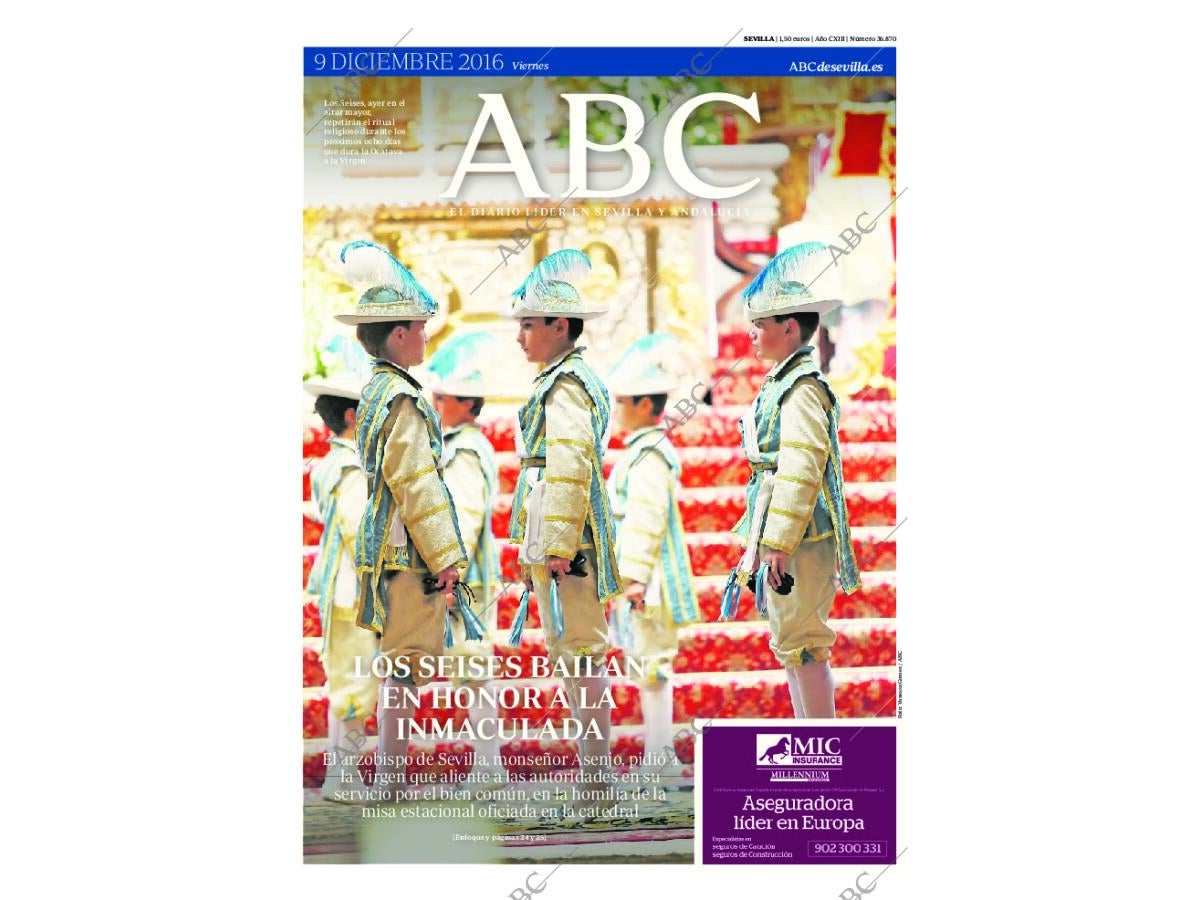 Periódico ABC SEVILLA 09-12-2016,portada - Archivo ABC