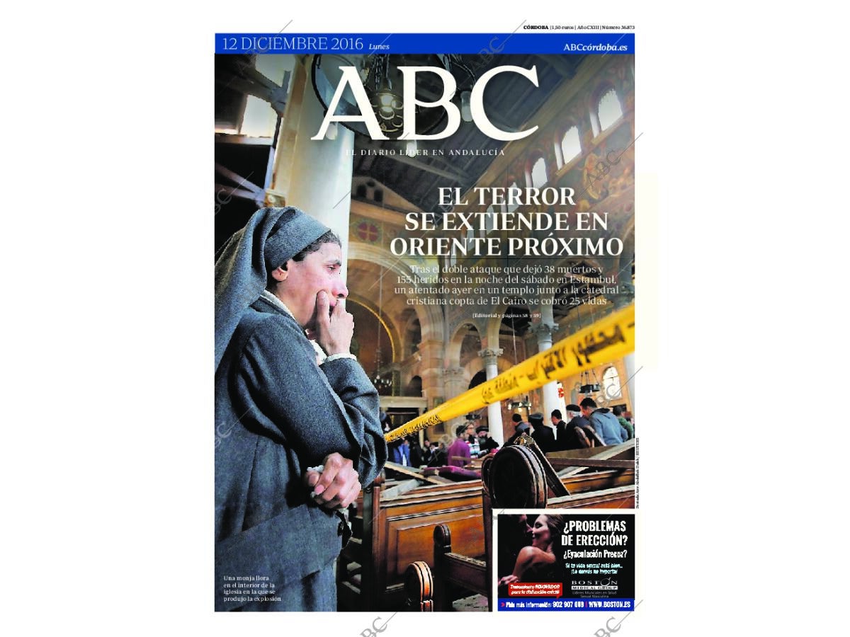 Periódico ABC CORDOBA 12-12-2016,portada - Archivo ABC
