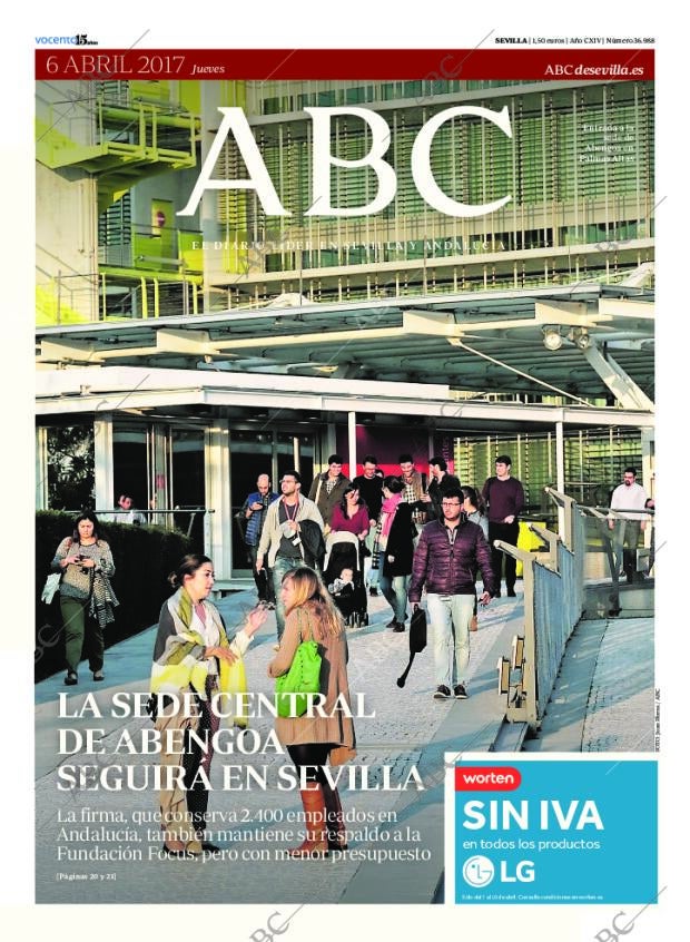 Periódico ABC SEVILLA 06-04-2017,portada - Archivo ABC