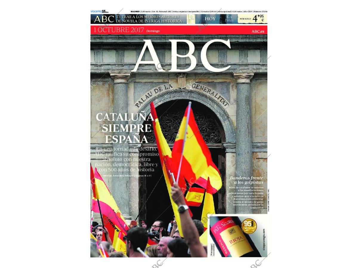 Periódico ABC MADRID 01-10-2017,portada - Archivo ABC