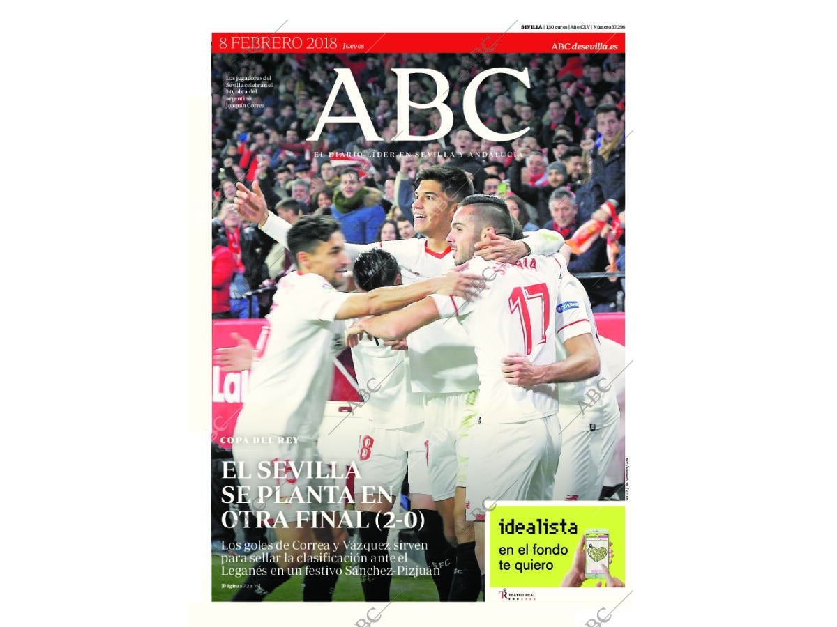 Periódico ABC SEVILLA 08-02-2018,portada - Archivo ABC
