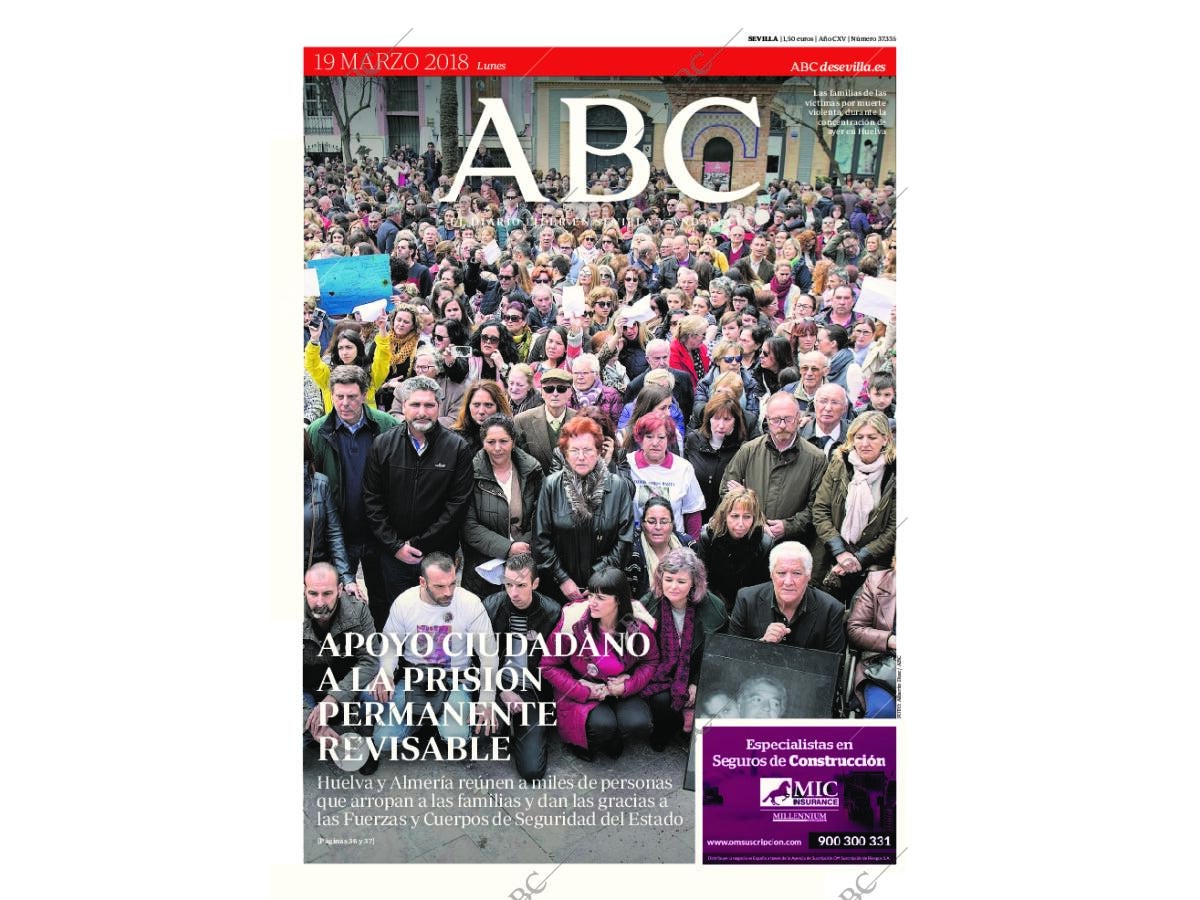 Periódico ABC SEVILLA 19-03-2018,portada - Archivo ABC