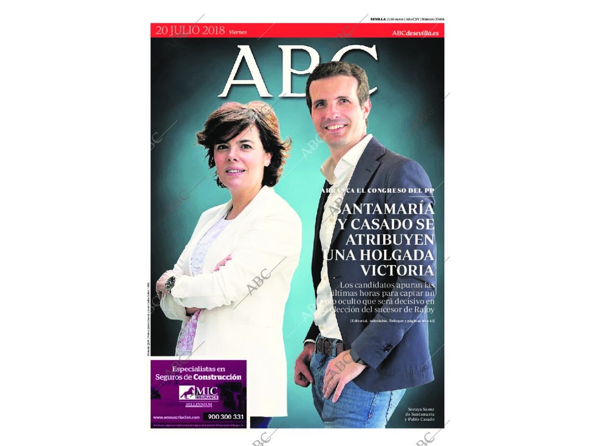 Periódico ABC SEVILLA 20-07-2018,portada - Archivo ABC