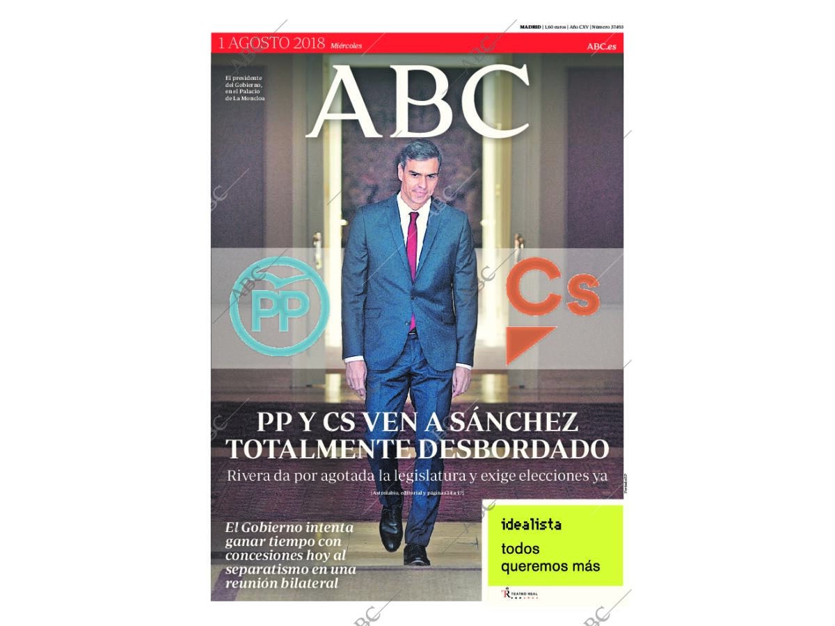 Periódico ABC MADRID 01-08-2018,portada - Archivo ABC