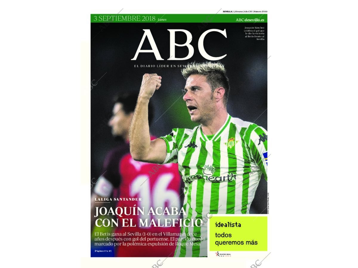 Periódico ABC SEVILLA 03-09-2018,portada - Archivo ABC