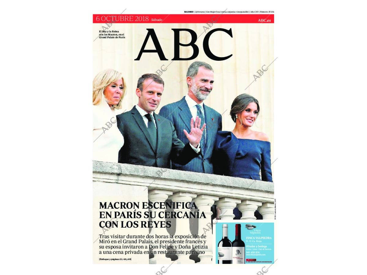 Periódico ABC MADRID 06-10-2018,portada - Archivo ABC