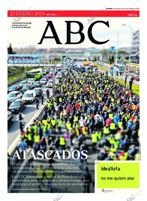 Periódico ABC MADRID 23-01-2019,portada - Archivo ABC