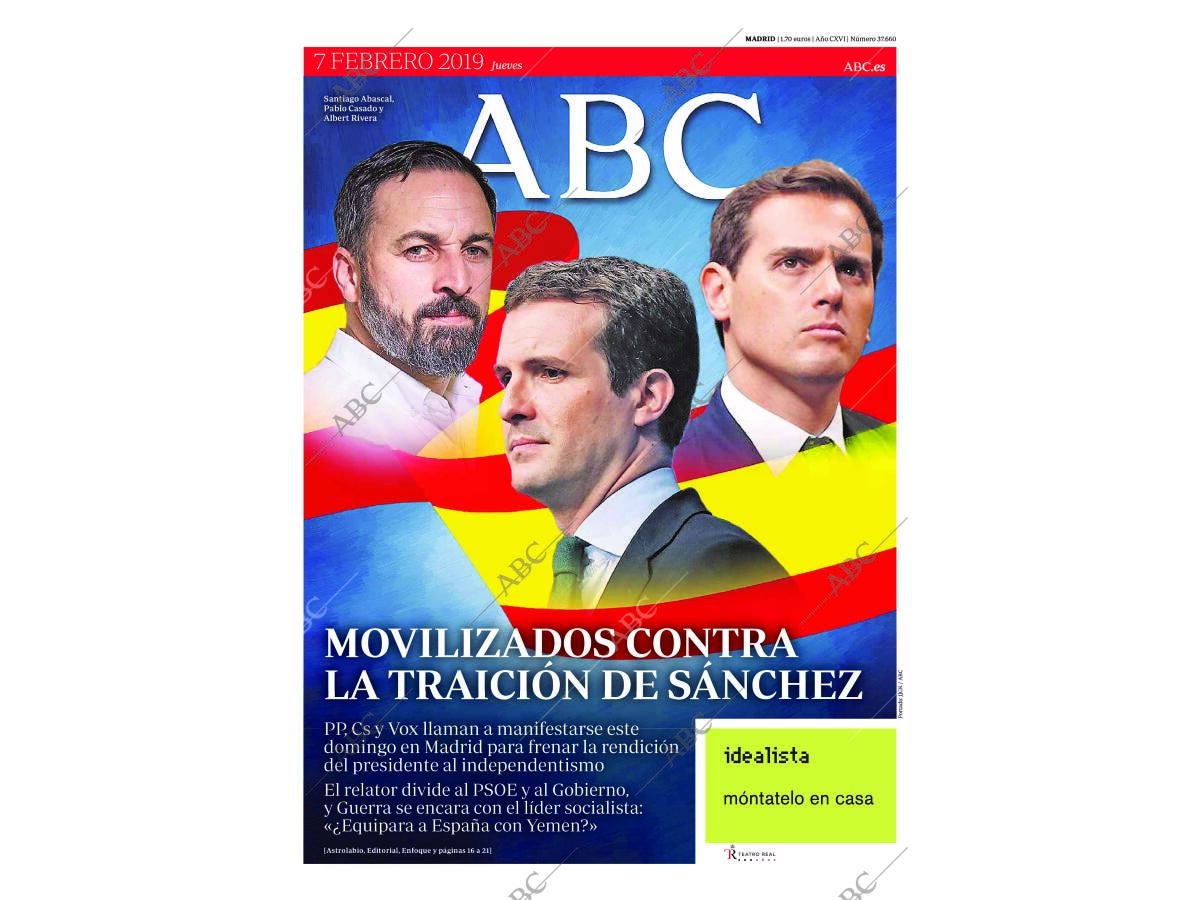 Periódico ABC MADRID 07-02-2019,portada - Archivo ABC