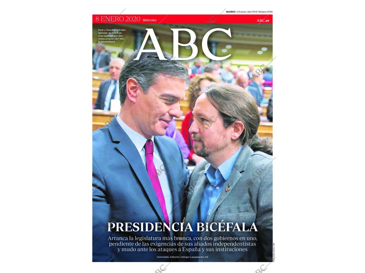 Periódico ABC MADRID 08-01-2020,portada - Archivo ABC