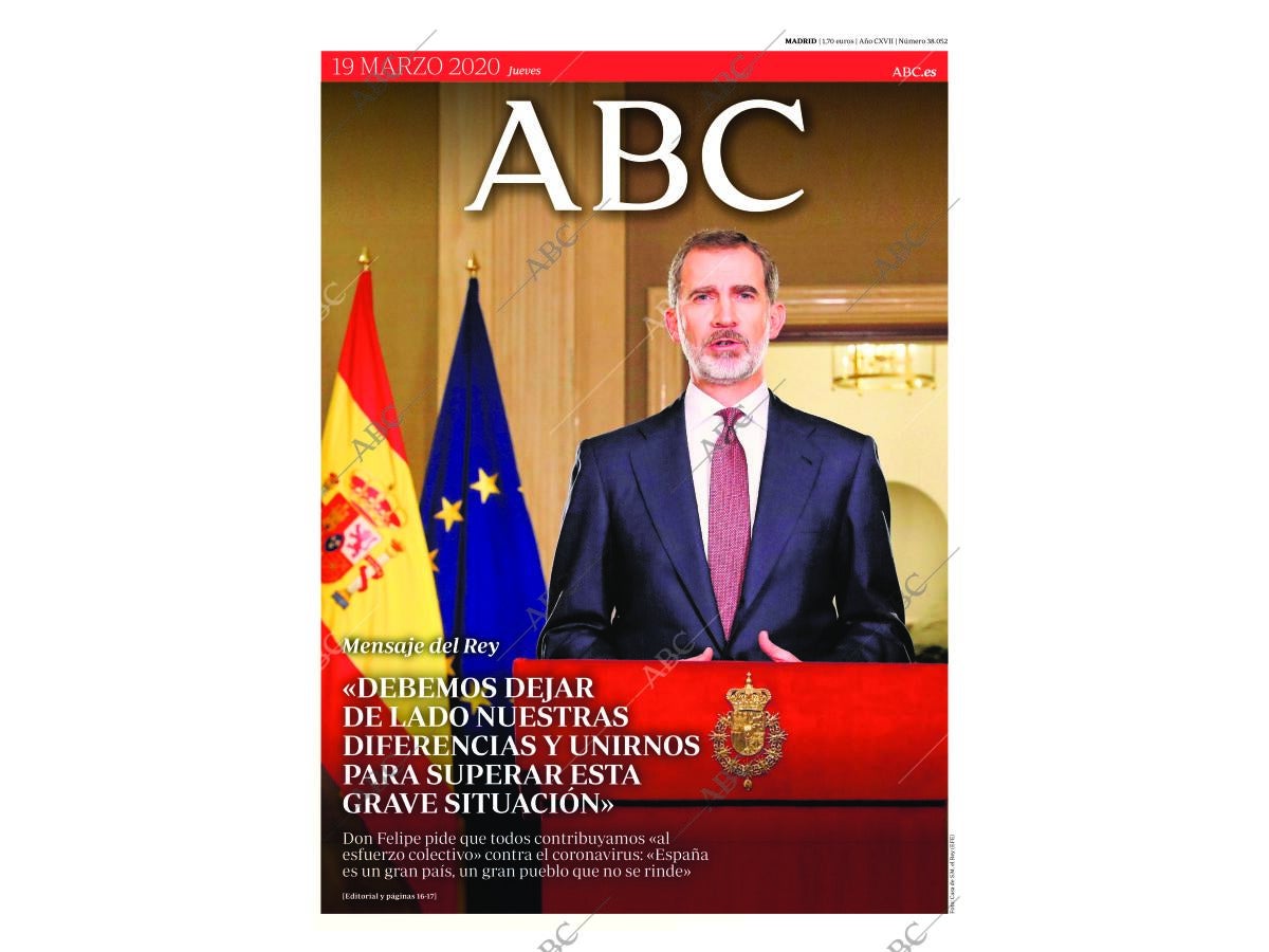 Periódico ABC MADRID 19-03-2020,portada - Archivo ABC