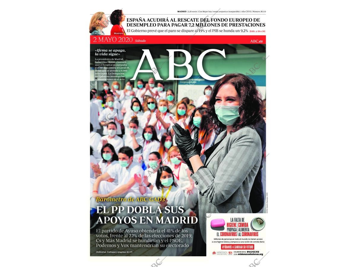 Periódico ABC MADRID 02-05-2020,portada - Archivo ABC