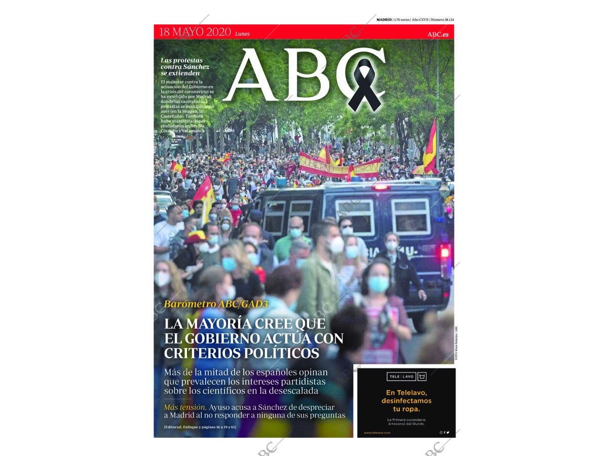 Periódico ABC MADRID 18-05-2020,portada - Archivo ABC