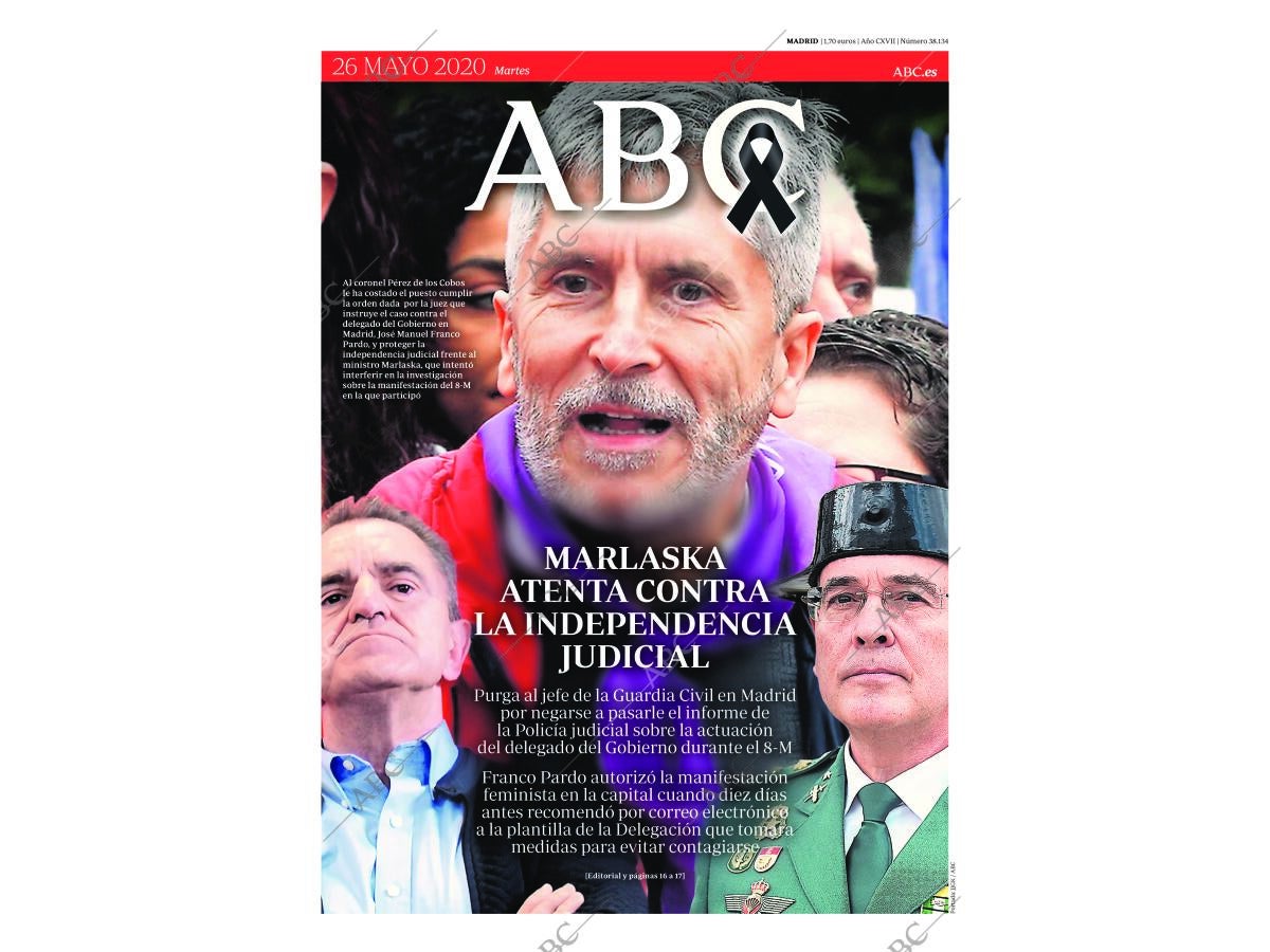 Periódico ABC MADRID 26-05-2020,portada - Archivo ABC
