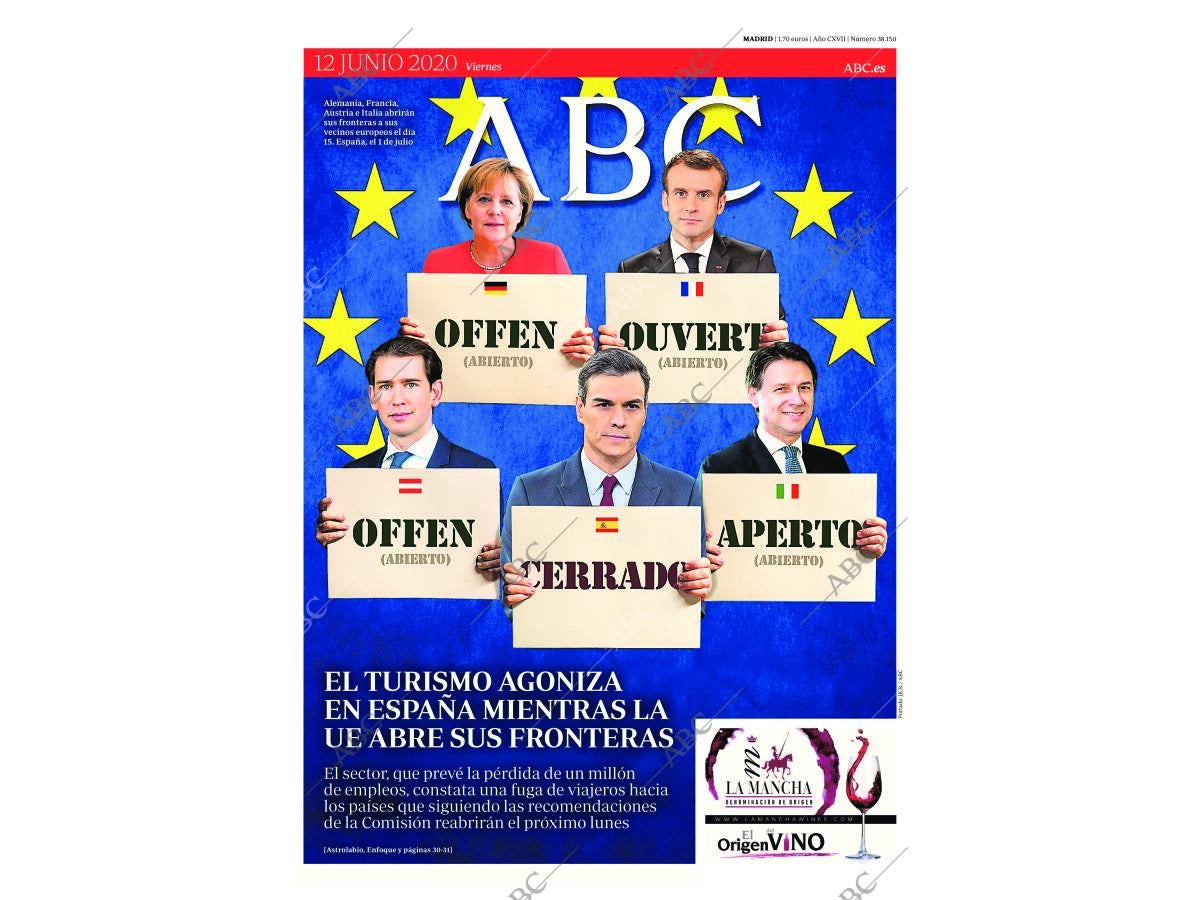 Periódico ABC MADRID 12-06-2020,portada - Archivo ABC