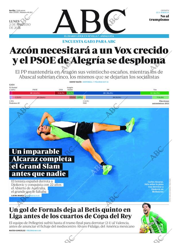 Periódico ABC SEVILLA 02-02-2026,portada - Archivo ABC