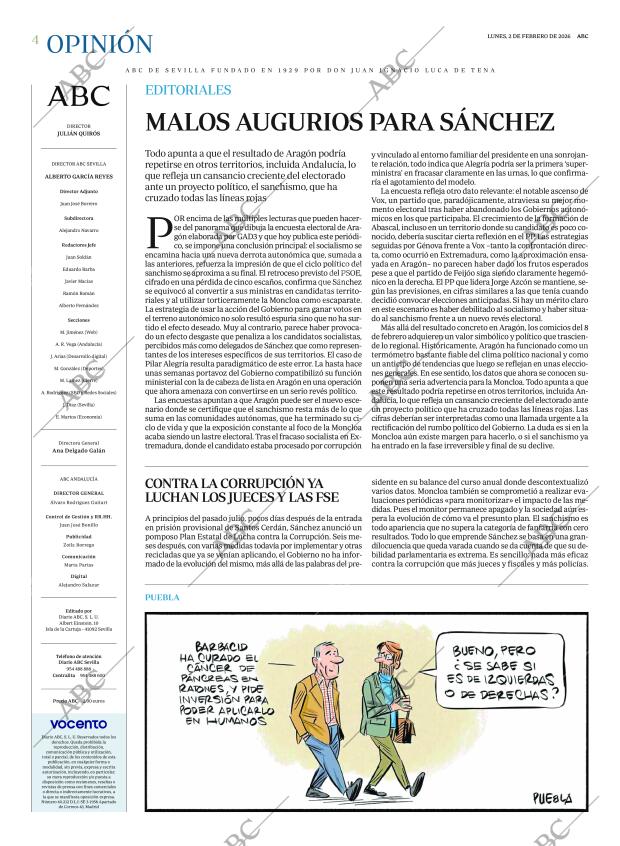 Periódico ABC SEVILLA 02-02-2026,portada - Archivo ABC