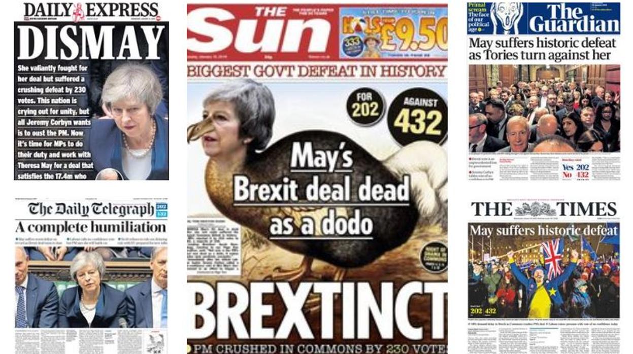 Así reseña la prensa británica la humillante derrota del acuerdo del ...